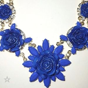 ZAD | Jewelry | Zad Nwt Royal Blue Flower Bib Statement Necklace | Poshmark